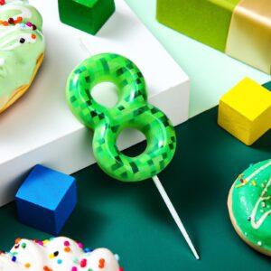 Conelist Pixel Birthday Cake Candle Decoration Dynamite Green Pixel Print Themed Birthday Candles Numeral Birthday Cake Topper for Boy Girl Pixel Game Party Decoration Supplies(Number 8)