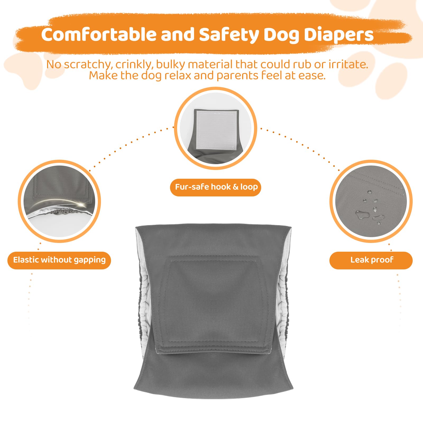 JUDIXY Premium Reusable Dog Belly Bands for Male Dogs (2 Pack) - 1 Washable Dog Diapers Male & 1 Adjustable Suspenders for Urination Incontinence, Available in Small, Medium, Large (Grey M)