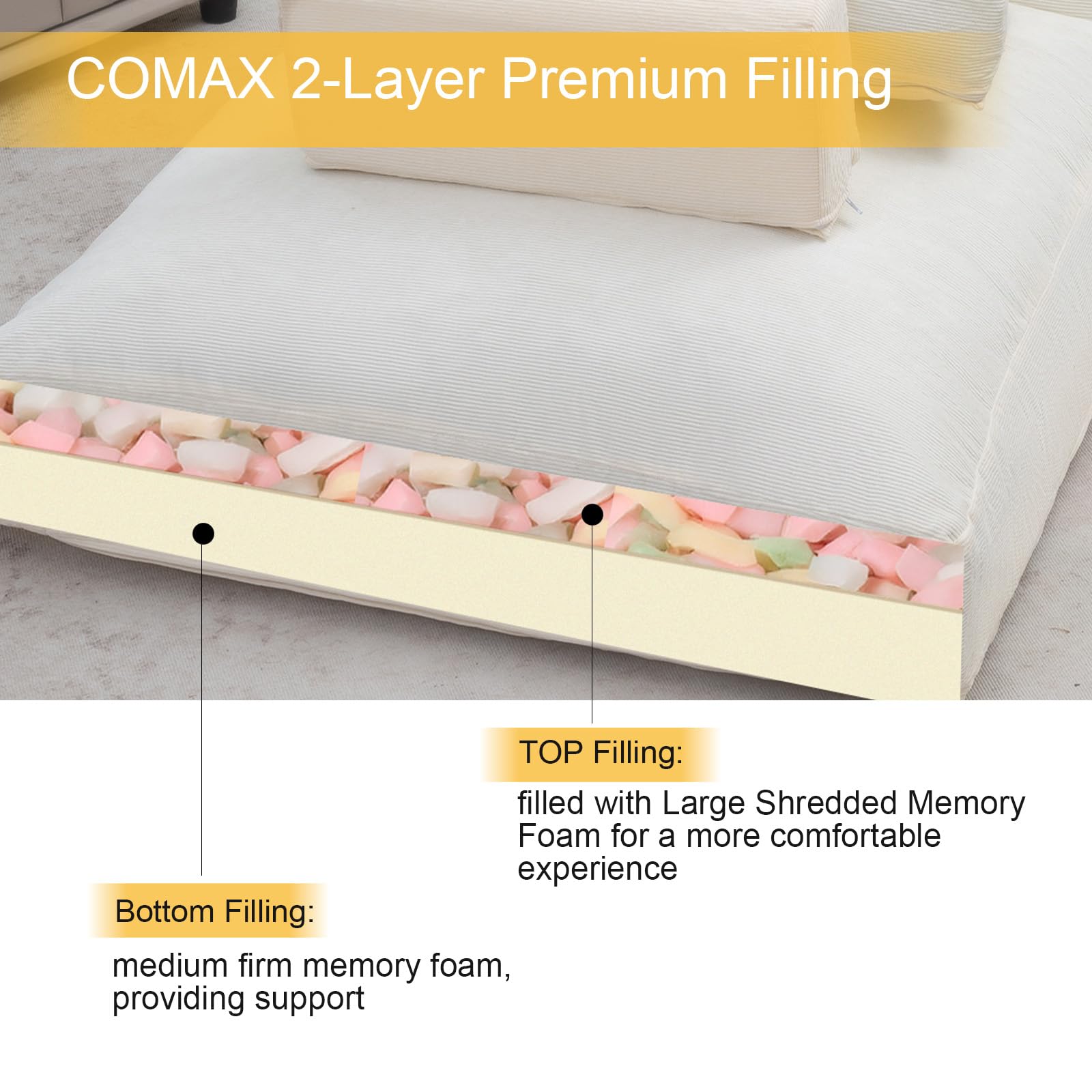 COMAX Convertible Folding Sofa Bed, Foldable Chair Bed Floor Futon Couch with Back Support, Comfy Corduroy Fold Out Mattress Sleeper for Living Room Bedroom, Single Beige