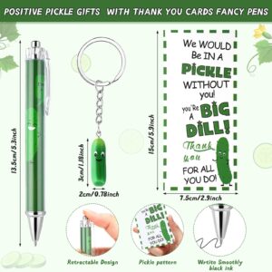 Sayglossy 20 Sets Employee Appreciation Gifts Positive Pickle Keychain with Thank You Cards Fancy Pens Emotional Support Pickle Bulk Inspirational Gifts Bulk for Pickle Lover Employees Coworkers