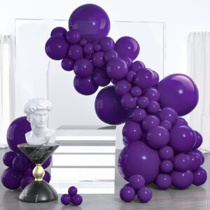 partywoo dark purple balloons 130 pcs purple balloons different sizes pack of 18 12 10 5 inch purple balloon arch kit balloon garland for birthday halloween graduation party decorations purple-y16