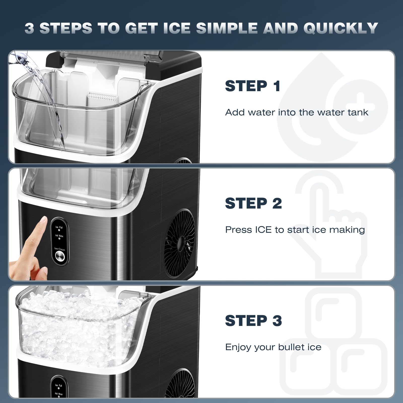 Nugget Ice Maker-Nugget Ice Maker Countertop Up to 35lbs of Ice a Day with Self-Cleaning,Removable Ice Basket&Scoop, Black