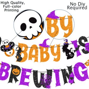 A Baby is Brewing Halloween Banners 3Pcs Halloween Baby Shower Party Decorations Halloween Baby Brewing Banners A Little Boo Baby Shower Decorations for Pregnant Gender Reveal Party Supplies