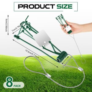 Qualirey 8 Pcs Gopher Trap with Chain Mole Trap Green Stainless Steel Weather Resistant Gopher Trap Gopher Killer Vole Trap for Lawn Garden Farm Outdoor