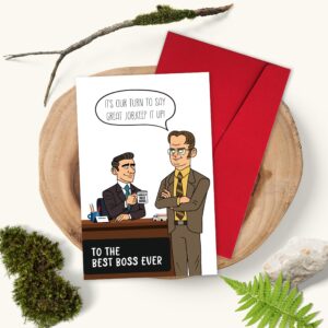 Funny Office Boss Day Card for Best Boss, Office Michael Boss Card, Office Dwight Boss Card, To The Best Boss Ever Thank You Card for Him Her