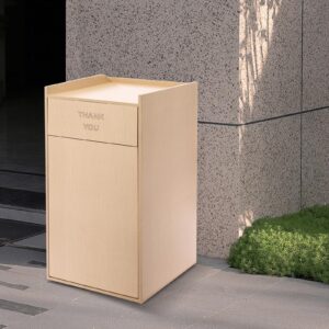 Undercat Trash Can 30L/27.24Qt Commercial Trash Can Thank You Trash Receptacle with Foldable Canvas Trash Bag Garbage Restaurant Trash Can Cabinet (Wood Color)