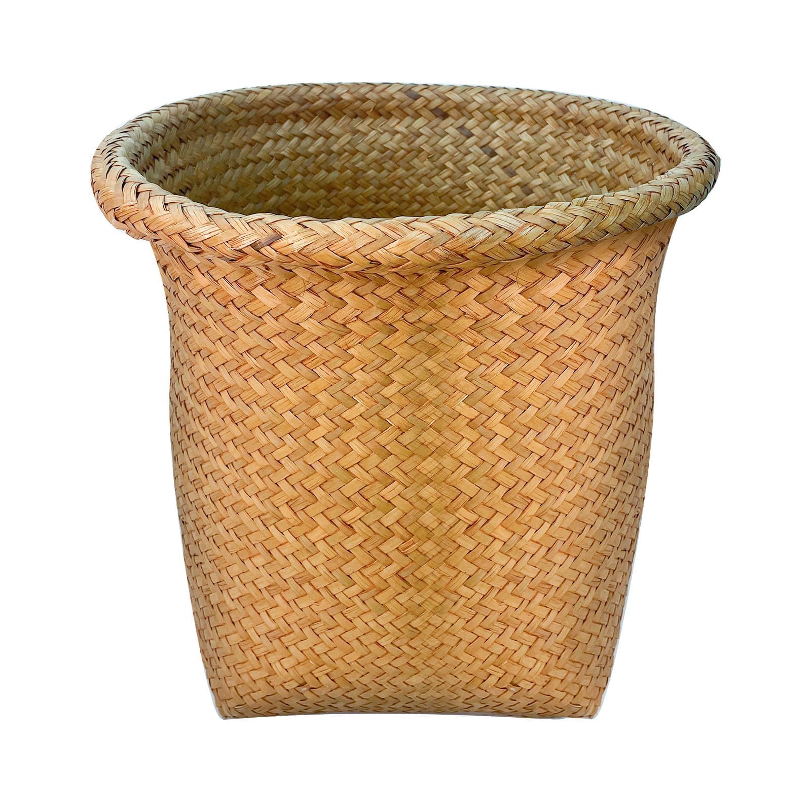 Natural Seagrass Woven Trash Can – 23L (6 Gal) Wicker Waste Basket for Bathroom, Living Room, Office Durable and Compact Design, Small Round Wastebasket Garbage Bin for Organizing and Home Decor