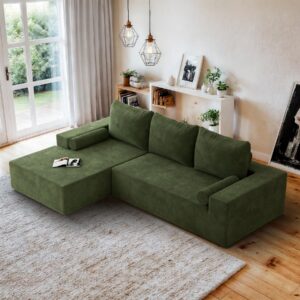 Nolohoo L-Shape Modular Sectional Sofa Couch, 105.2" Comfy Cloud Couch Deep Seat with Chaise Lounge, Modern Corner Sofa Upholstered Chenille 5 Seater Couches for Living Room, Green