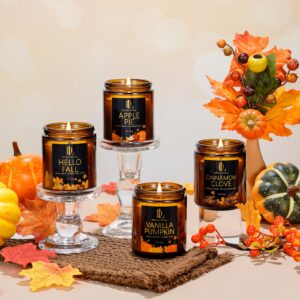 Fall Candle Set, Fall Candles for Home Scented, 4 Pack Soy Candles for Autumn, Aromatherapy Candle Gift Set for Women Men, Fall Scents of Pumpkin/Apple Pie/Hello Fall/Vanilla Cupcake