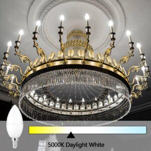 DIAMIAQ B11 LED Light Bulb E12 Candelabra Light Bulbs Daylight White Ceiling Fan Bulb Chandelier Bulbs Candle Bulbs for Ceiling Fan (6 Pack, Daylight White)