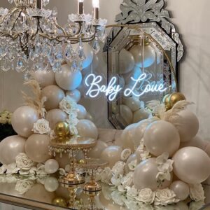 Pearl White Balloon Garland Arch Kit 112pcs Pearl Sand White Double-Stuffed Balloons Arch With Pearl Stickers For Bridal Shower Wedding Birthday Baby Shower Anniversary Decorations(Sand White)