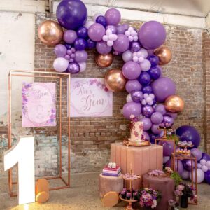 PartyWoo Dark Purple Balloons 130 pcs Purple Balloons Different Sizes Pack of 18 12 10 5 Inch Purple Balloon Arch Kit Balloon Garland for Birthday Halloween Graduation Party Decorations Purple-Y16