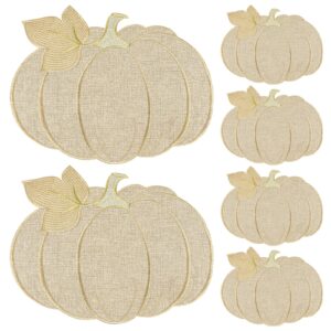 fall thanksgiving pumpkin placemats set of 6 fall autumn table decorations indoor farmhouse harvest pumpkins table round placemats for party kitchen dinning