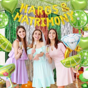 26PCS Margs and Matrimony Bachelorette Balloons - Lime Balloons and Diamond Ring Balloons for Margarita Party Decorations, Margarita Bachelorette Party Decor for Mexican Fiesta Bridal Shower