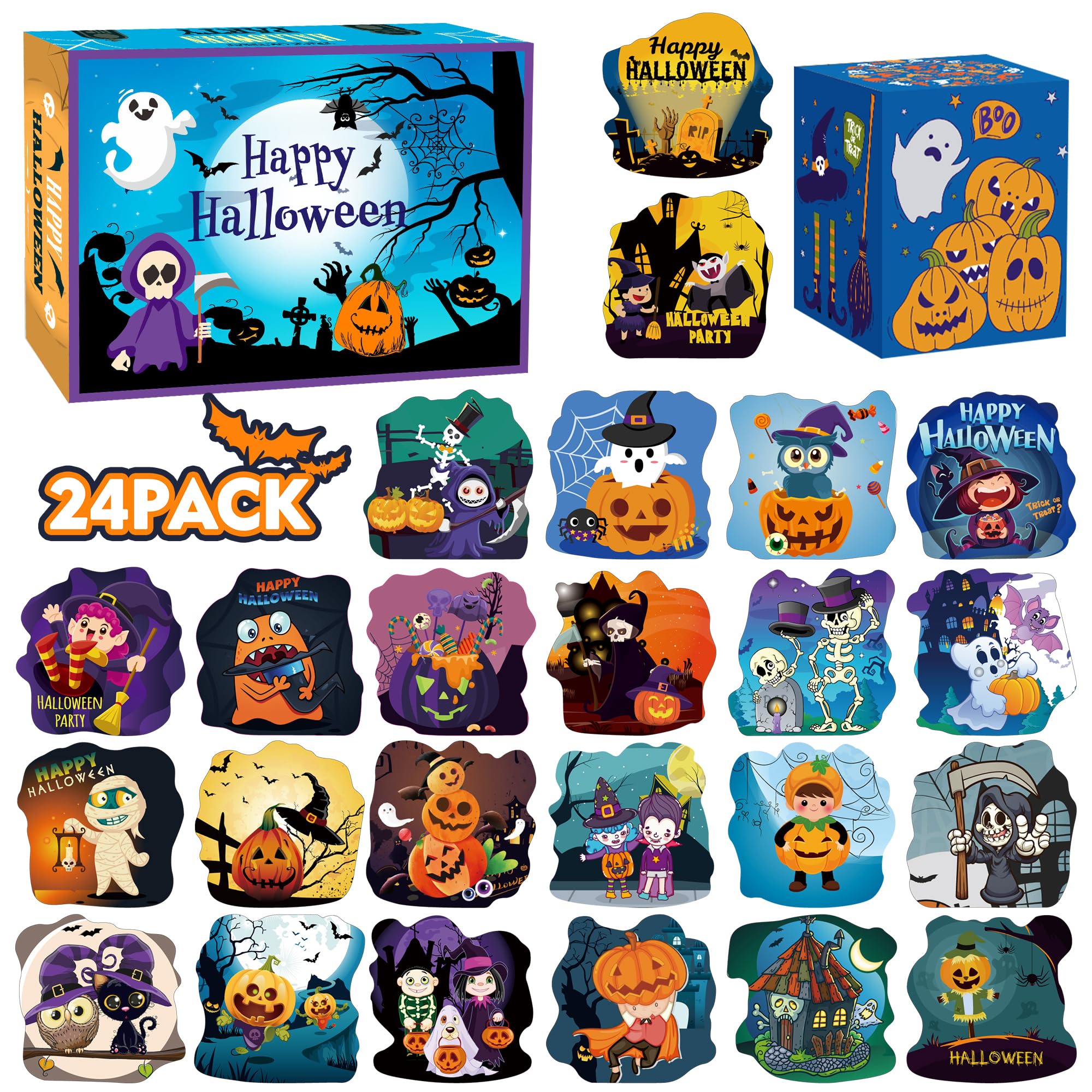 Autpvcol Halloween Party Favors, 24Pack 144Pcs Jigsaw Puzzles Halloween Toys For Trick Or Treat, Halloween Goodie Bag Fillers, Halloween Puzzle Halloween Gifts For Kids,School Classroom Reward