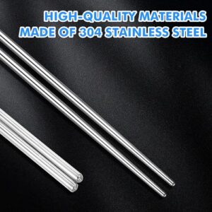 6Pairs Chopsticks Stainless Steel Chopsticks Metal Silver Chopsticks Metal Chopsticks Reusable Dishwasher Silver Reusable Chopsticks Japanese Korean Chinese Chopstick for Dinner Lightweight Non-Slip