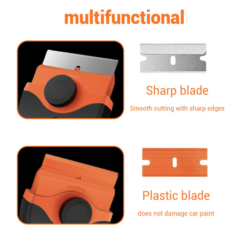 Generic Razor Blade Scrapers with Metal & Plastic Razor Scraper Blades for Daily Cleaning Accessories, Orange