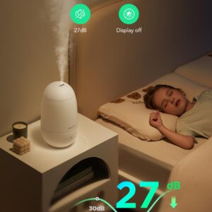 GoveeLife Smart Mini Humidifier for Baby Nursery, Top Fill Cool Mist Humidifier with Scent Diffuser & Nightlight, Built-in Sensor, Works with Alexa, Ultrasonic Humidifiers for Home, Bedroom and Plants