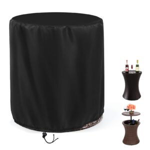 mutushi patio cooler bar table cover outdoor patio round beer cooler table cover waterproof barrel cool bar table cover 21" d x 23" h black