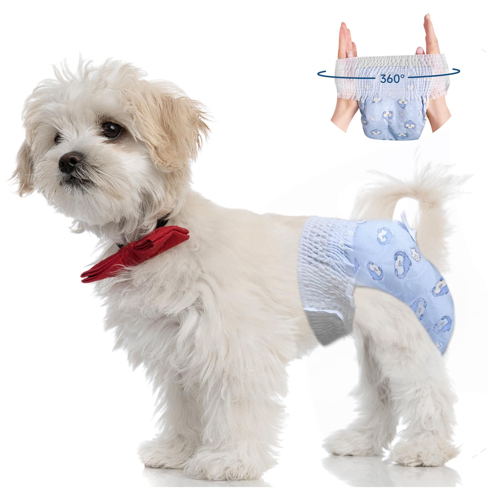 Dog Diapers Female, 10 Count Size S, Disposable Stretchy Diapers for Female Dog, Pulled Up Diaper for Dogs, Super Absorbent Leak-Proof Puppy Small Diapers for Doggy in Heat Period