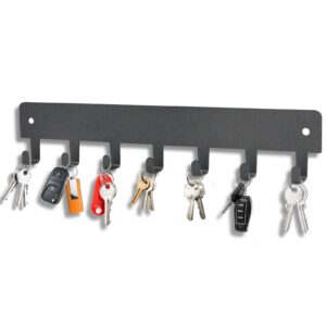 yoanxong 1 pack key holder for wall adhesive, key holder on wall with 7 hooks key hanger wall mount for living room, bathroom, kitchens, hallway wall mount keychain no drilling required(grey)