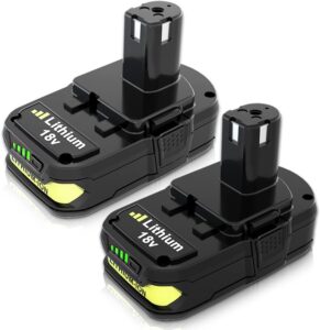 3000mah 18v p102 p108 li-ion replacement battery for ryobi 18 volt battery lithium-ion plus battery max p102 p108 p103 p105 p107 p109 p104 compatible with ryobi 18volt power cordless tools (2 pack)