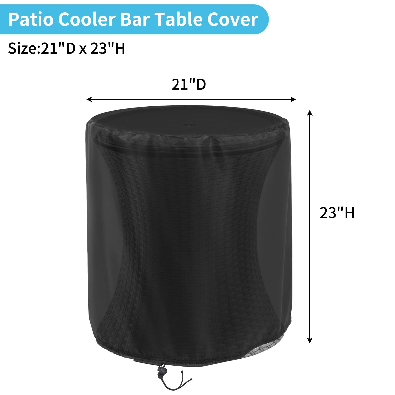 MUTUSHI Patio Cooler Bar Table Cover Outdoor Patio Round Beer Cooler Table Cover Waterproof Barrel Cool Bar Table Cover 21" D X 23" H Black