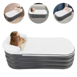 Portable Bathtub, 48 * 20.47 * 17.7 In 50.2gal Capacity Inflatable Bathtub Adults, Foldable Free-Standing Ice Bath Tub with Electric Air Pump, Adult Spa Bathtub for Living Rooms Rvs etc