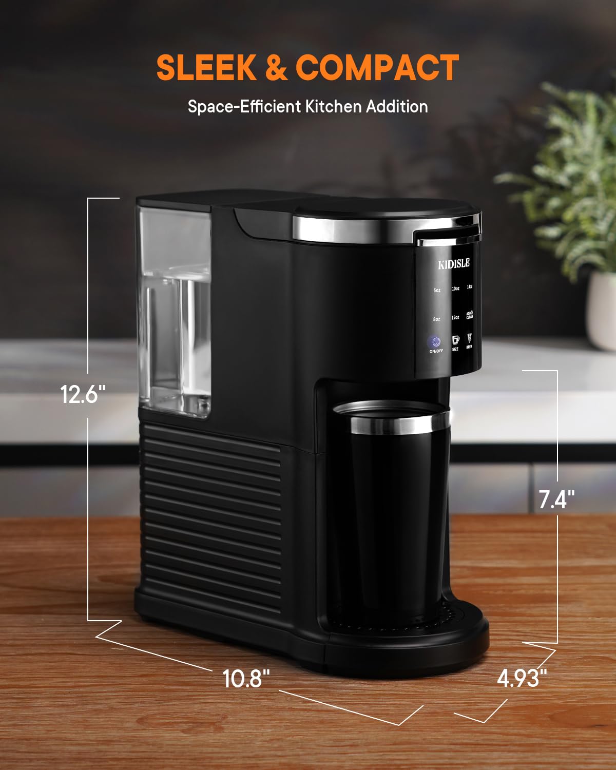 KIDISLE 3 in 1 Single Serve Coffee Maker for K Cup Pods & Ground Coffee & Teas, 6 to 14oz Brew Sizes, with 40oz Removable Water Reservoir, Self-cleaning Function, Black