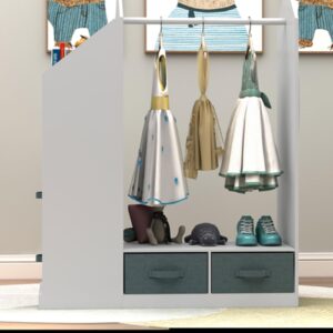 Generic Kids Dress up Storage with Mirror and Storage Bins, Costume Closet for Kids, Open Hanging Armoire Closet for Bedroom Playroom