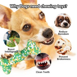 PawSailor Indestructible Chew Toys for Aggressive Chewers Medium Large Dogs Food Grade Bamboo Fiber Degradable Tough Teething Chew Toys Pet Toy Gift Green L