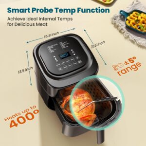 Nuwave Brio 10-in-1 Air Fryer, 6 QT Airfryer Capacity with Smart Probe, Roast Grill Bake for Fast Meals, One-Touch Digital Controls, Powerful 1800W Fryer, 100 Recipes, Removable Divider & Grill Pan