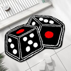 dice rug, cool dice decor mat, unique aesthetic retro small area rugs, machine washable non-slip tufted dice rugs for bathroom bedroom kitchen y2k room decor (31.5" x 47.2" black)