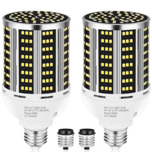 80w 2 pack led corn light bulb(800w equivalent ),commercial grade daylight 5000k e26/e39 10500lm medium mogul base led lamp,large area lights for outdoor indoor garage warehouse factory bay light