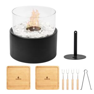 roundfire halo - tabletop fire pit with smores kit - ethanol fire pit, fire bowl, table top fire pit, mini personal fireplace for indoor & garden - gifts for men women housewarming birthday