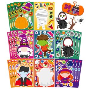 24 pcs halloween make-a-face stickers halloween characters stickers for kids make your own halloween stickers halloween crafts halloween party favors stickers trick or treat party game activities