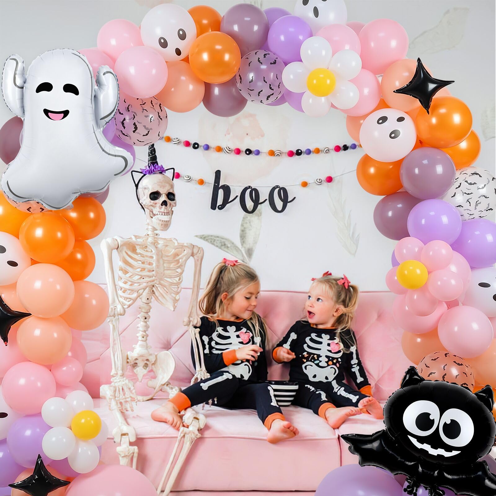 Halloween 1st Birthday Party Decorations for Girl, Halloween Balloon Arch Garland with Bat Cute Halloween Foil Balloons for Halloween Birthday Decorations Halloween Baby Shower Party Supplies