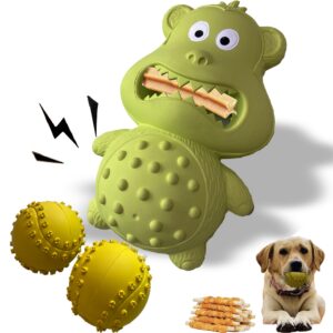 lqzhyl dog chew toys 3 pack for aggressive chewers, rubber dog toys,multifunctional teeth cleaning and gum massage, tough toys with natural rubber for large and medium dog (greens)