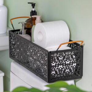 OhuaCason Toilet Paper Holder for Small Bathroom Storage: Toilet Paper Storage Basket for Small Spaces Apartment - Black