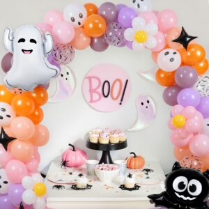 Halloween 1st Birthday Party Decorations for Girl, Halloween Balloon Arch Garland with Bat Cute Halloween Foil Balloons for Halloween Birthday Decorations Halloween Baby Shower Party Supplies