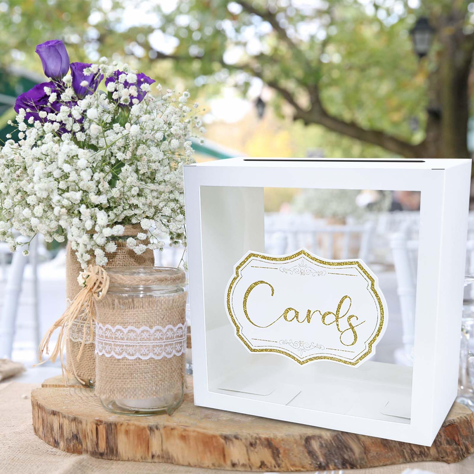 FALIZIFU White Card Box, Gift Card Box Holder Clear Card Box for Wedding Receptions, Retirements, Birthdays Party, Bridal & Baby Showers, Anniversaries