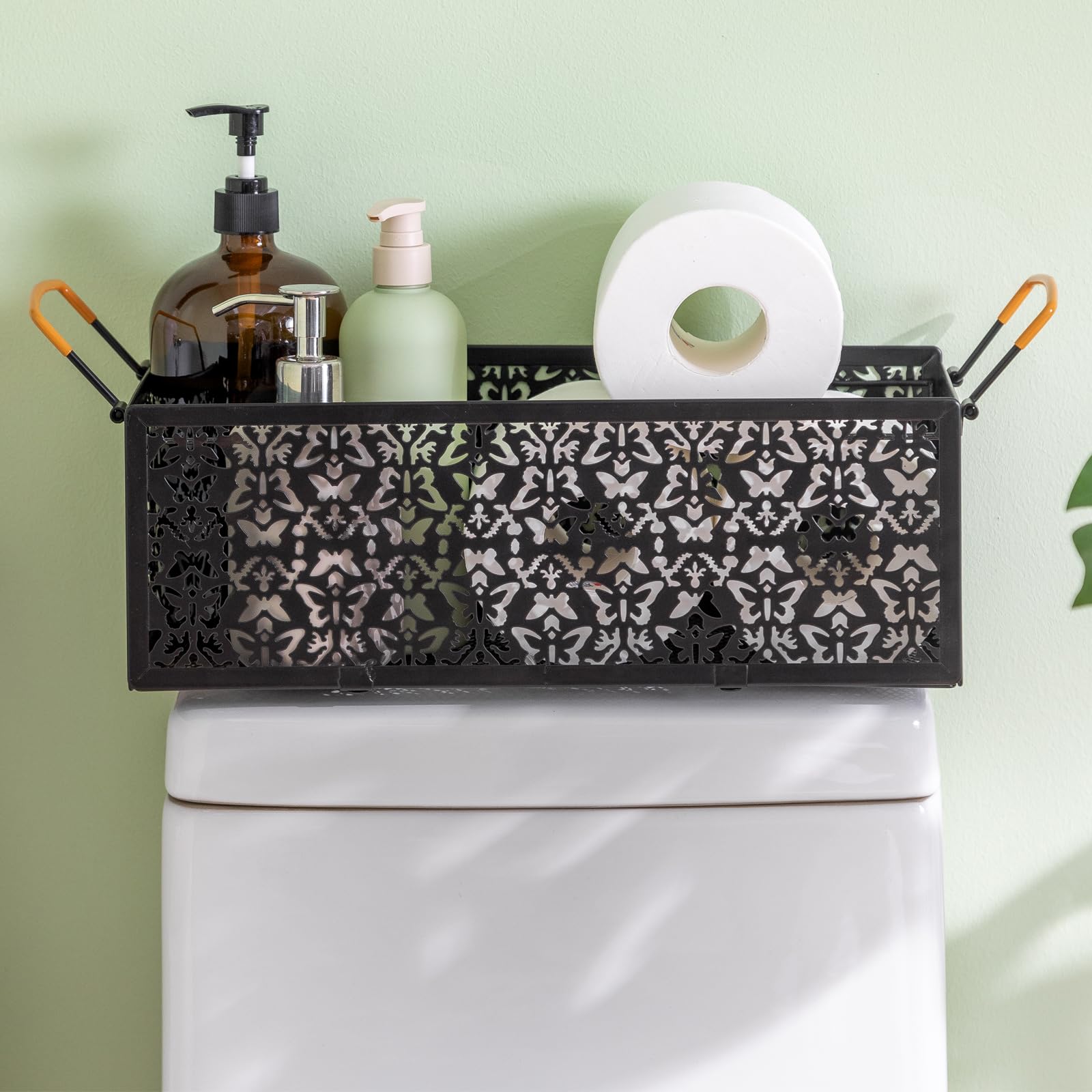 OhuaCason Toilet Paper Holder for Small Bathroom Storage: Toilet Paper Storage Basket for Small Spaces Apartment - Black