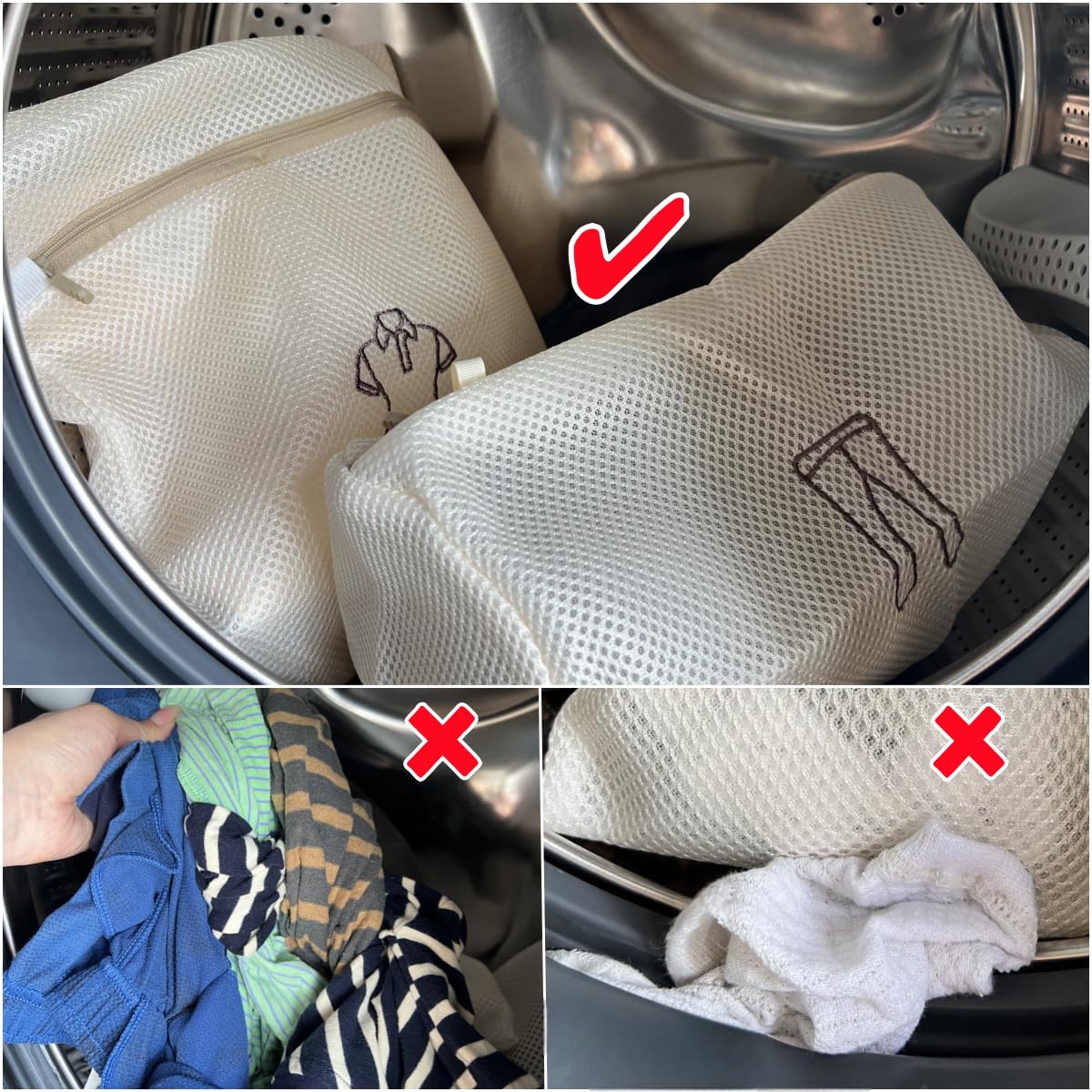 LUCKIEST MAP Mesh 3D Bracket Lingerie Bra Wash Bags ，Laundry Mesh Bags for Laundry （A to C Cups）Mesh Bags with Zipper,6Pcs for Different Needs,Travel Organizer