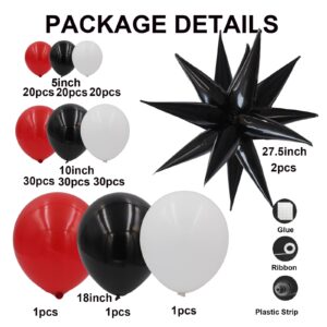 Red Black and White Balloon Arch kit- 155pcs Red Black White Balloons Garland Kit for Graduation Baby Shower Birthday Prom Party Decorations Supplies