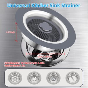 3 in 1 Kitchen Sink Drain Strainer and Stopper 2 Pack, LifeNest Stainless Steel Pop Up Kitchen Sink Stopper, Sink Drain Strainer for Standard 3-1/2 Inch Drain