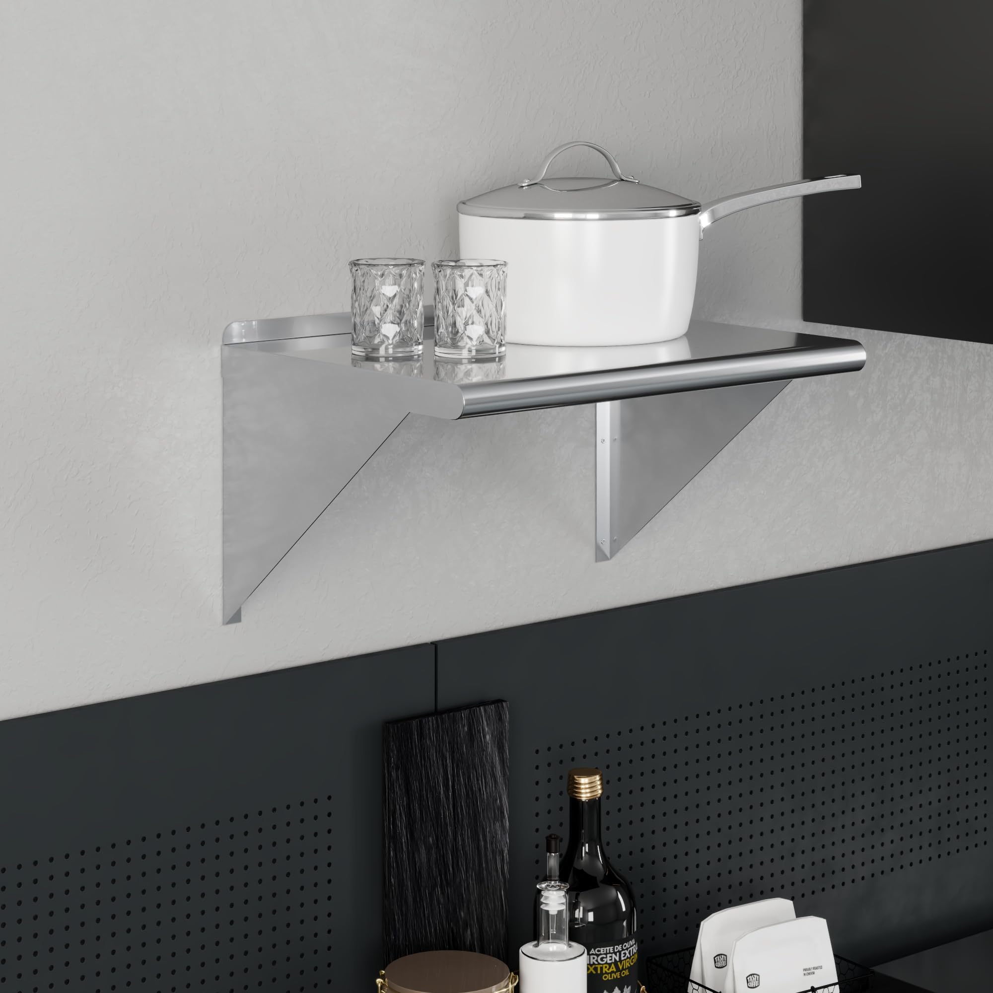 AmGood 18" X 24" Stainless Steel Wall Shelf | NSF | Metal Shelving | Garage, Laundry, Storage, Utility Room | Restaurant, Commercial Kitchen