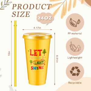 Uiifan 30 Pcs Christian Tumbler Bulk Bible Verse Plastic Tumblers with Lids and Straw 24oz Inspirational Religious Cups Christian Gifts for Kids Christmas Sunday School Religious Party Activities