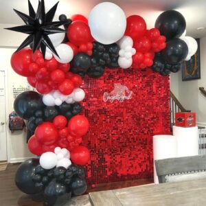 Red Black and White Balloon Arch kit- 155pcs Red Black White Balloons Garland Kit for Graduation Baby Shower Birthday Prom Party Decorations Supplies