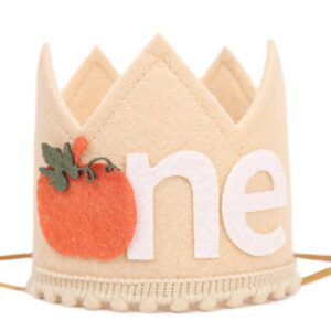 pumpkin 1st birthday crown hat - little pumpkin first birthday crown, pumpkin theme birthday decoration, thanksgiving day birthday party supplies, baby boy/girl fall birthday cake smash photo prop