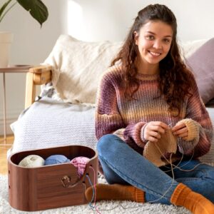 Wooden Yarn Bowl, Hangerspace Yarn Bowls for Crocheting, Large Size Handmade Knitting Yarn Holder, Wood Storage Crochet Bowl for Crocheting and Knitting Lovers